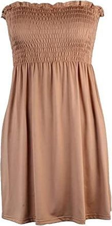 Generic Femmes Été Sweetheart Solid Wrap Taille Haute A-Line Robe Plissée Bohème Plage Mini Jupe, marron, L