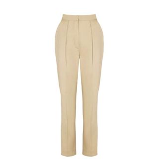 Balmain Femme, Pantalons, Beige, Taille: 36 FR Pantalon 7/8 &agrave; Pinces en Gabardine de Coton