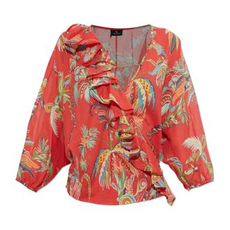 Etro Femme, Blouses et Chemises, Rouge, Taille: 38 FR Top &agrave; encolure en V