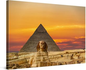 Picanova Leinwandbild 60x40cm Sphinx und Pyramide von Gizeh Ägypten - Leinwanddruck - Wandbild Kunstdruck Auf 2cm Holz-Keilrahmen Für Schlaf- Und Wohnzimmer Wa