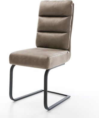 DELIFE Freischwinger Pela-Flex Mikrofaser Taupe Vintage Freischwinger flach Schwarz Taschenfederkern, Esszimmerst&uuml;hle