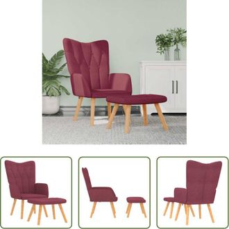 vidaXL Sessel mit Hocker - Relaxsessel mit Hocker Weinrot Stoff