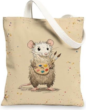 Generic Adorables sacs en toile pour animaux - Motif opossum - Réutilisables - Légers et lavables - Avec bandoulière, beige, 13x15 Inch