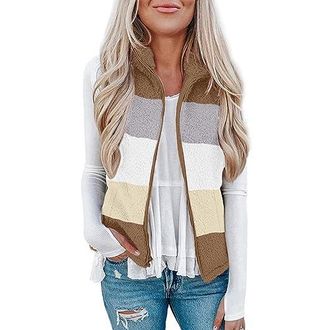 Generic Gilet Sans Manche Femme Gilet Femme D&eacute;contract&eacute; Quotidien Ville Grande Taille Blocs De Couleurs - Sweat Zipp&eacute; Chaud Et Tendance Pour Tous Les Jours