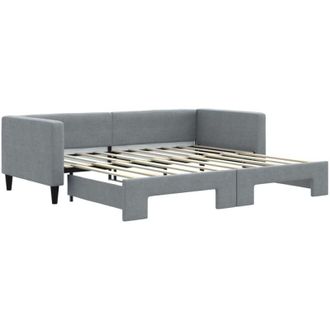 vidaXL Tagesbett Ausziehbar Hellgrau 90x190 cm Stoff Vidaxl