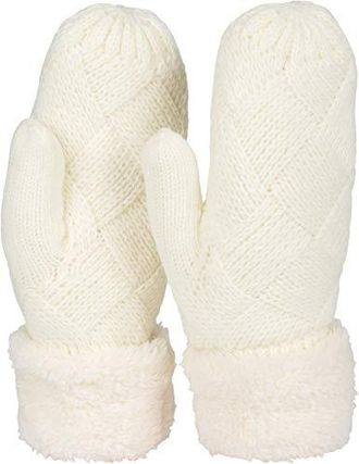 styleBREAKER Mitaines dhiver chaudes pour femmes, gants &agrave; motif de losanges, polaire thermique, gants tricot&eacute;s 09010031, couleur:Cr&egrave;me-blanc