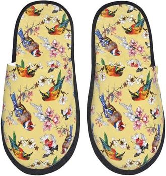 Generic Pantoufles DH&ocirc;tel Oiseaux Brillants Unisexe Pantoufles En Feutre Doux Chaussons Pour Spa Invit&eacute; Voyage M