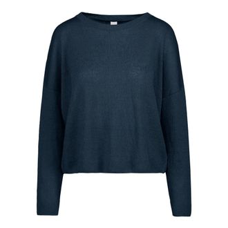 Bomboogie Femme, Pulls, Bleu, Taille: 42 FR Pull en lin &agrave; manches longues