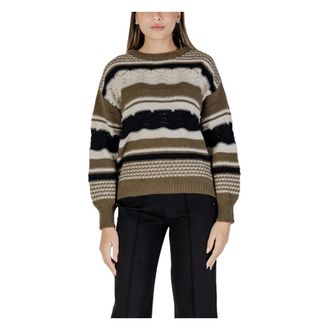 Ichi Ichi, Femme, Pulls, Multicolore, Taille: 36 FR Pull à Manches Longues Vert