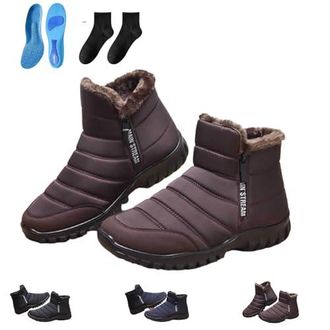 Generic Extrashoe Bottes de neige imperm&eacute;ables en coton chaud &agrave; fermeture &eacute;clair pour homme - Doublure en fourrure, antid&eacute;rapantes, bottes dhiver thermiques p