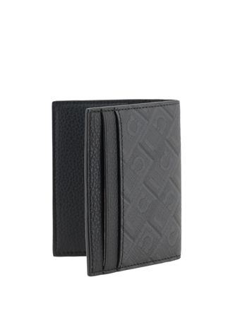 Ferragamo Mens Leather Cardholder Grey Patterned Medium Wallet