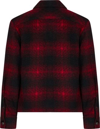 Moncler Red Check Wool-Blend Overshirt - Red
