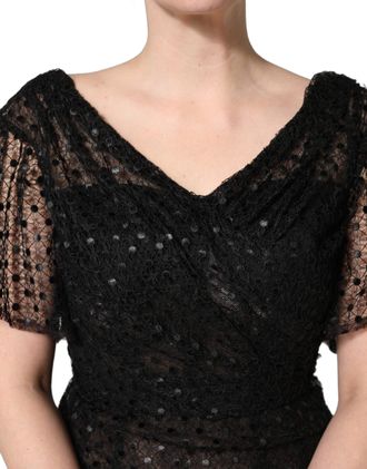 Dolce & Gabbana Womens Sequinned Mermaid Evening Gown Black Polyester