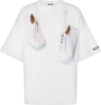 Moschino unisex, Tops, Blanc, Taille: M T-shirt Imprim&eacute; en Jersey de Coton