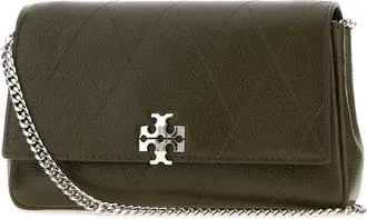 Tory Burch Womens Khaki Leather Charlie Crossbody Bag Leccio Portafogli Wallet