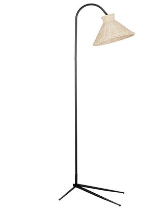 Beliani Stehlampe Rattan natürlich/schwarz 148 cm Kegelform modern Boho Kerian