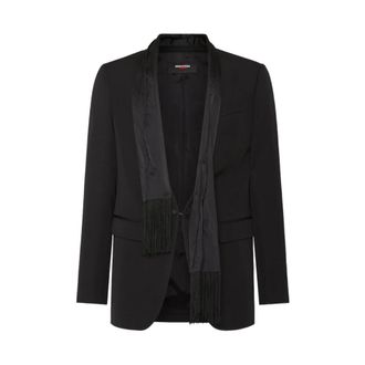 Dsquared2 Schwarze Gekn&ouml;pfte Jacke mit Taschen - - Jackets - Herren - Schwarzk - L