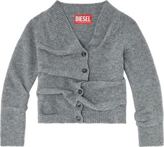 Diesel Cropped Cardigan In Wrinkled Boiled Knit