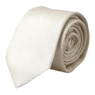 Dolce & Gabbana Off-White Verstellbare Seiden Herren Krawatte - - Accessories - Herren - Wei&szlig; - ONE SIZE
