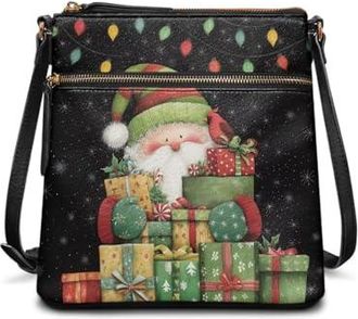 Coloranimal Sac &agrave; bandouli&egrave;re l&eacute;ger en cuir pour femme sur le th&egrave;me de No&euml;l pour t&eacute;l&eacute;phone portable, Cadeaux de P&egrave;re No&euml;l lumineux