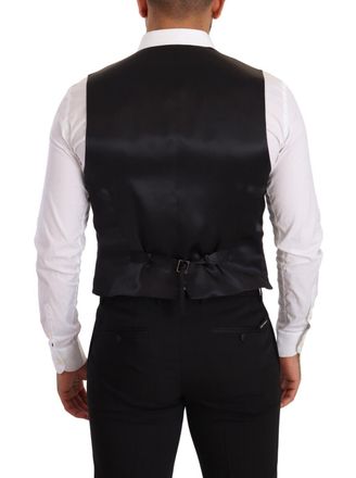 Dolce & Gabbana Mens Gray Silk Slim Fit Waistcoat Formal Vest Clothing
