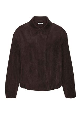 Lascana Lederimitatjacke in Veloursleder-Optik mit verdecktem Rei&szlig;verschluss vorne, Oversize modische &Uuml;bergangsjacke aus Velourlederimitat, kurze Lederimitatj