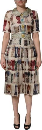 Dolce & Gabbana Femme, Robes, Multicolore, Taille: 36 FR Vintage Glassware Midi Dress