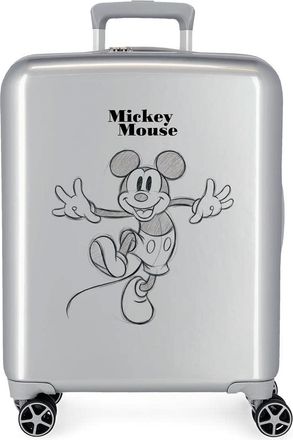 Disney 100 Mickey Joyful Happy Grey Kabinenkoffer 40x55x20 cm Starres ABS Integrierter TSA-Verschluss 38,4L 2 kg 4 Doppelrollen Handgepäck