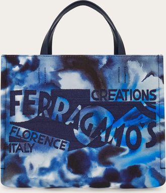 Ferragamo Damen Totebag mit Nelke-Print(M) Braun