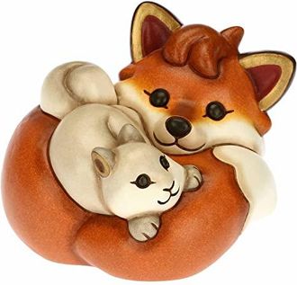 Thun Liegend Fuchs und Eichhörnchen - Keramik - Leben, Symbole - 11,7 x 10,46 x 10,6 cm h