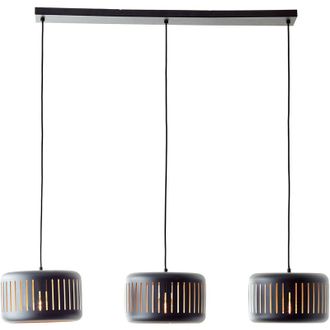 Brilliant Lampe Tyas Pendelleuchte 3flg schwarz/gold Metall/Holz schwarz 3x A60, E27, 60 w - Brilliant
