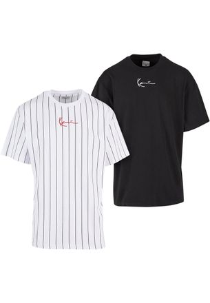 Karl Kani Herren KM222-101-2 KK 2-Pack Pinstripe + Essential Tee White/Black, XXL