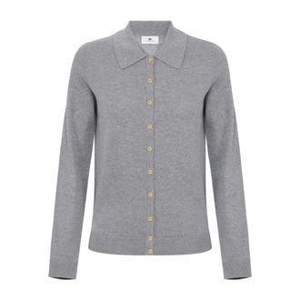 Elisabetta Franchi Strickjacke mit gerippten Saum - - Knitwear - Damen - Grau - 2XL