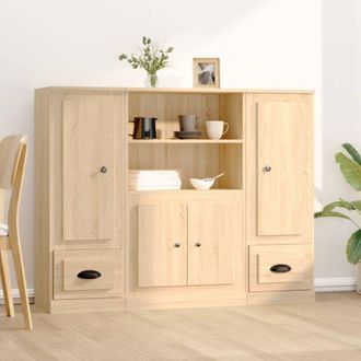 vidaXL Highboards 3 Stk. Sonoma-Eiche Holzwerkstoff - Vidaxl