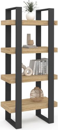 IDMarket Regal mit 4 Ebenen Phoenix Holz und Schwarz