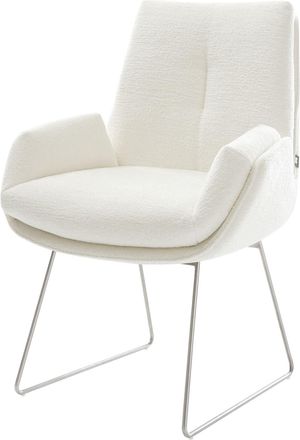 DELIFE Polsterstuhl Clea-Flex Kufengestell Edelstahl Bouclé Soft Beige