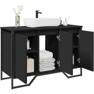 vidaXL Vidaxl - Armoire lavabo de salle de bain noir 91x35x60 cm