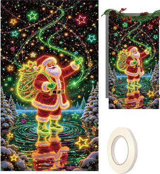 Generico Wimpelkette f&uuml;r Weihnachtst&uuml;ren, 178 x 89 cm, Fluoreszierendes Schild, Hintergrund f&uuml;r Party, Haus, Innen- und Au&szlig;enbereich