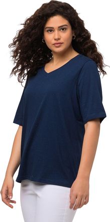 Ulla Popken Damen, gro&szlig;e Gr&ouml;&szlig;en, T-Shirt, Noppen, V-Ausschnitt, Halbarm