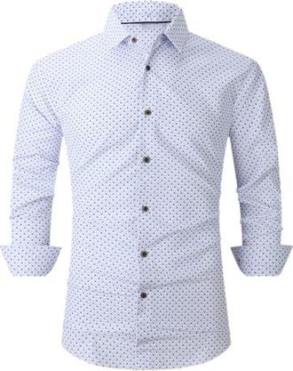 Generic 2026 Chemises habillées pour homme infroissables boutonnées à manches longues Coupe droite Chemise daffaires, blanc, XXL
