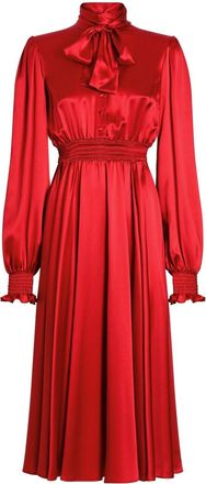 Dolce & Gabbana robe en soie à coupe mi-longue - Rouge