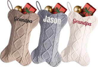 Generic Lustiger Weihnachtsstrumpf für Haustiere, personalisierbar, 41,9 cm, bestickter Namen, großer gestrickter Weihnachtsstrumpf für Urlaub, Familie, Party