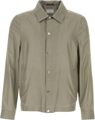Brunello Cucinelli Homme, Vestes, Gris, Taille: L Veste dext&eacute;rieur non doubl&eacute;e en soie contrecoll&eacute;e