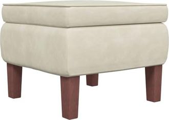vidaXL Tabouret avec Pieds en Bois Si&egrave;ge Pouf Repose-Pied Tabouret de Canap&eacute; Salon Salle de S&eacute;jour Chambre &agrave; Coucher Int&eacute;rieur Cr&egrave;me Velours