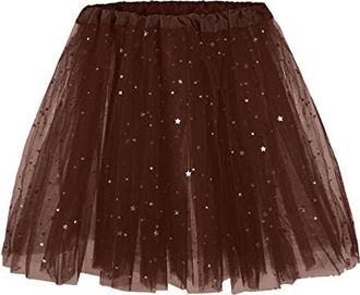Generic Mini jupe tutu en tulle pour femme, jupe d&eacute;contract&eacute;e &agrave; 3 couches en maille, jupe courte &agrave; paillettes tendance Y2K avec doublure basique polyvalente t