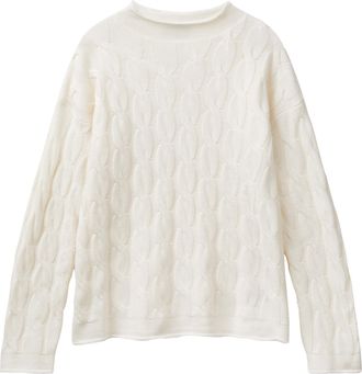 Benetton Damen Trikot Rollkragen M/L 1335d2467 Pullover, Cremeweiß 000, L, L