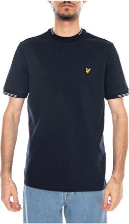 Lyle & Scott Homme, Tops, Bleu, Taille: L T-Shirt &agrave; Bord Fin