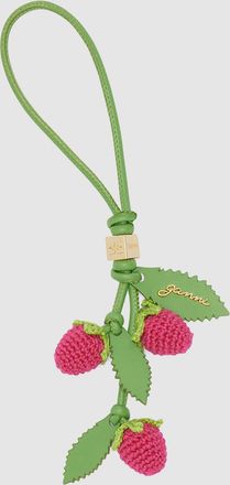 Ganni Porte Cl&eacute;s Raspberry Flower Bag Charm Raspberry