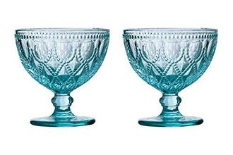 Premier Housewares Fleur Sundae Geschirr, Blaues Glas, 2er Set