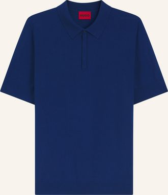 HUGO BOSS Hugo Strick-Poloshirt San Peter blau